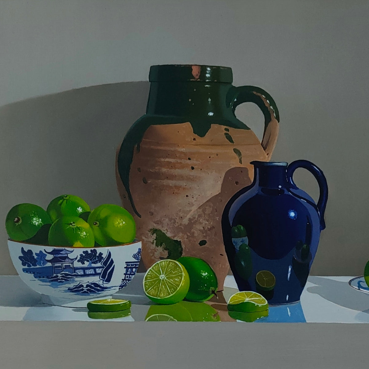Rob Walker - Olive Pot with Bottles and Limes – Clifton Fine Art